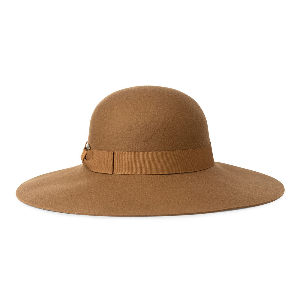 Ima- wool felt wide brim capeline hat in camel – Bronteshop