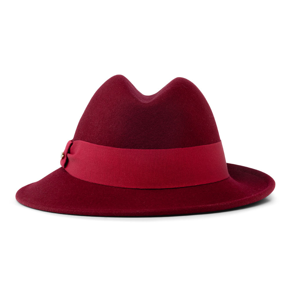 winter trilby hat for women Tinka - burgundy red felt – Bronteshop