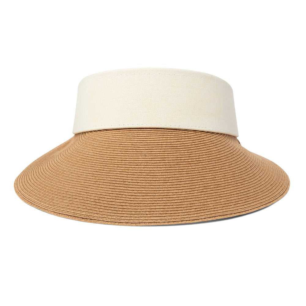Evy-sun visor-camel/ivory–straw/cotton-velcro-OSFA – Bronteshop