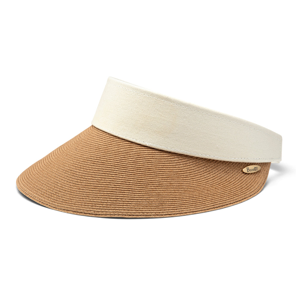Evy-sun visor-camel/ivory–straw/cotton-velcro-OSFA – Bronteshop