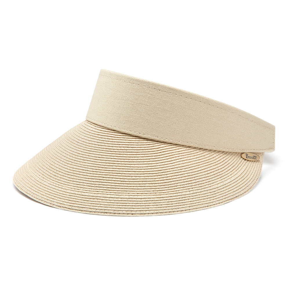 Sun visor-Evy-natural-straw/cotton-velcro-washable pad – Bronteshop