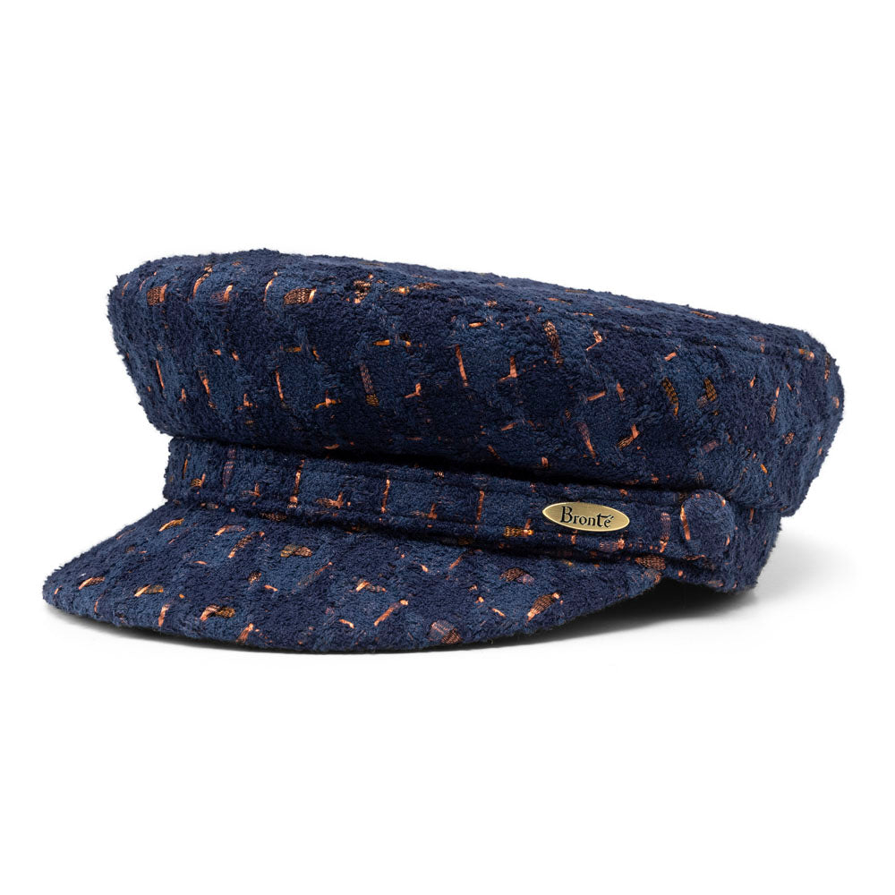 Shipper-fisherman cap for women, in navy-copper – Bronteshop