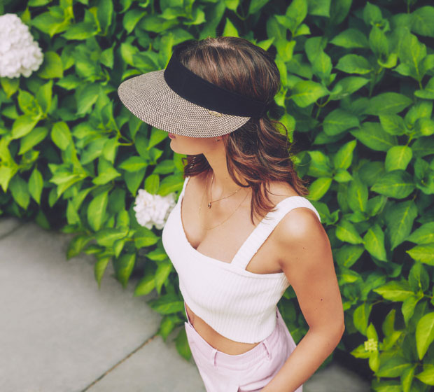 Evy-sun visor-vibrant red–straw/cotton-OSFA – Bronteshop