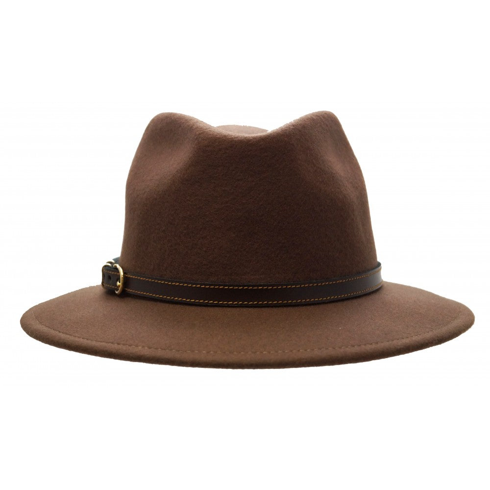 Cleo - a timeless camel felt fedora hat with belt – Bronteshop