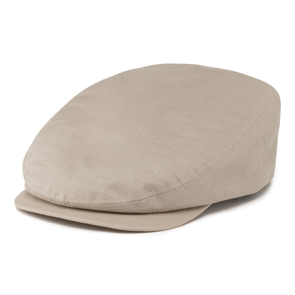 Summer flat Cap-Tommy in beige linen, long peak – Bronteshop